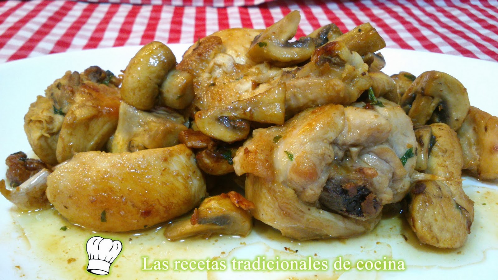 Receta de pollo con champiñones