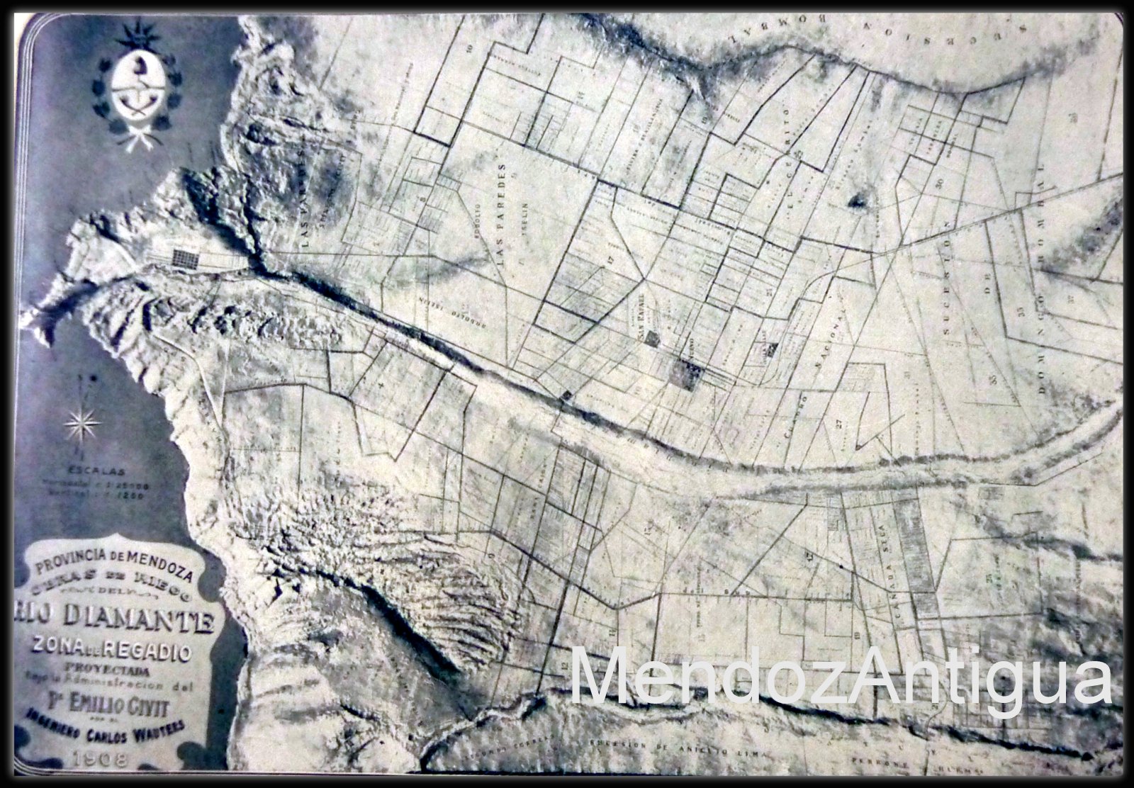 Plano en Relieve de la Obras de riego del Río Dimante (año 1908 ...