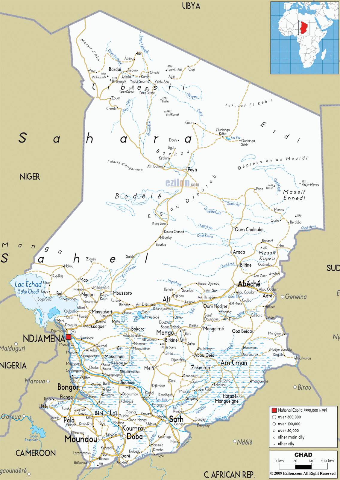 CHAD - GEOGRAPHICAL MAPS OF CHAD ~ Klima Naturali™