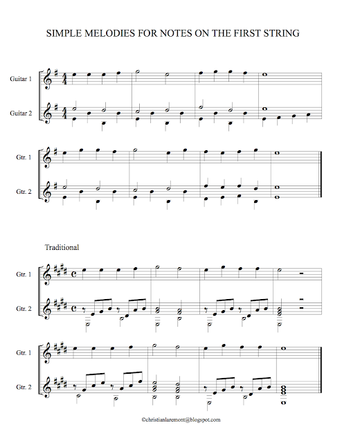 Christian Laremont ~ Classical Guitarist: SIMPLE MELODIES FOR NOTES ON ...