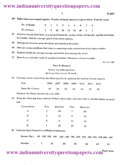 MG University B.Com Core I Business Statistics Nov 2015 Question Paper ...