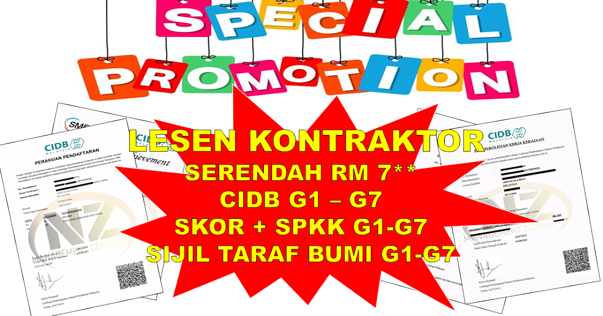 DAFTAR LESEN CIDB | MOF | SPAN | SCORE | STB | KAD HIJAU | SDN BHD
