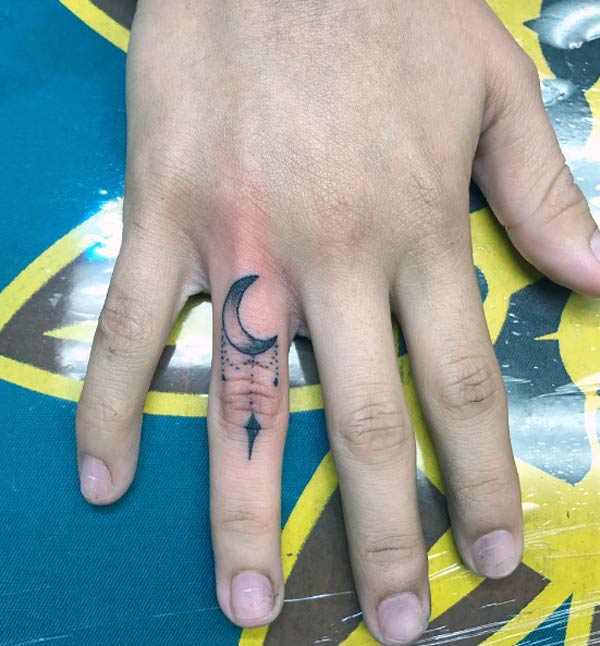 Crescent Moon Finger Tattoos