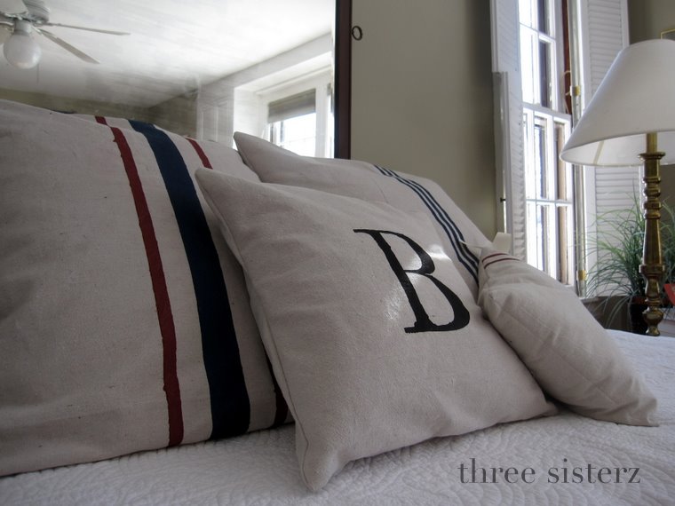 Three Sisterz: Bedroom Makeover with Drop Cloth Pillows