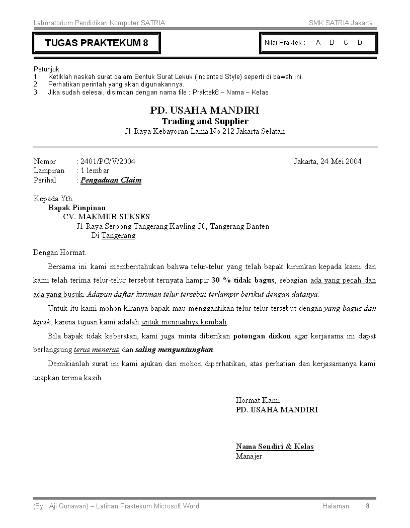 .: PRAKTEK MS WORD 2007