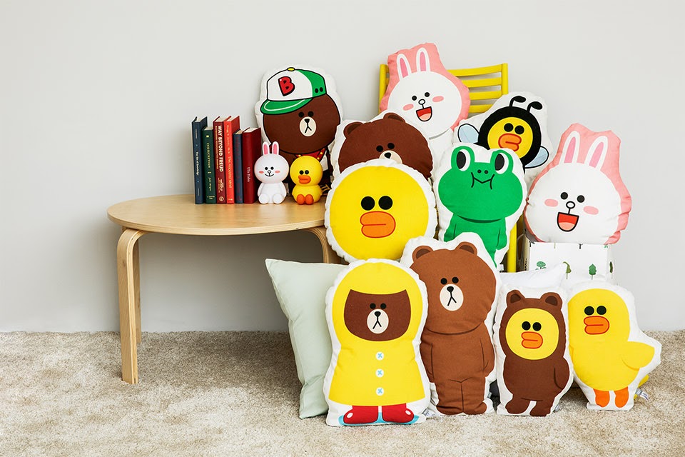 LINE FRIENDS KOREA Official Goods Character Shape Cotton Cushion Face ...