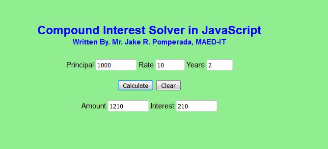 Free Programming Source Codes And Computer Programming Tutorials Compound Interest Solver In