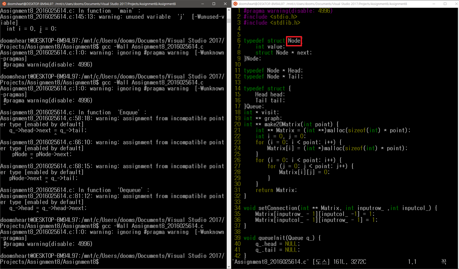 C언어 Struct 에서 Warning Assignment From Incompatible Pointer Type Enabled By Default 가 뜰때떄