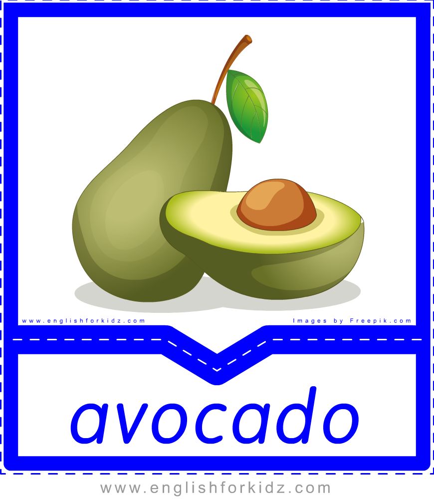 English for Kids Step by Step: Fruits and Vegetables Flashcards. Part 1.