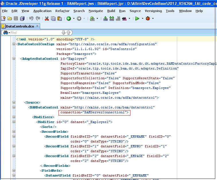Runtime Exception in Oracle ADF application with Oracle BAM Data Control - Failed handling event ...