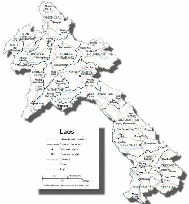 LAOS - GEOGRAPHICAL MAPS OF LAOS