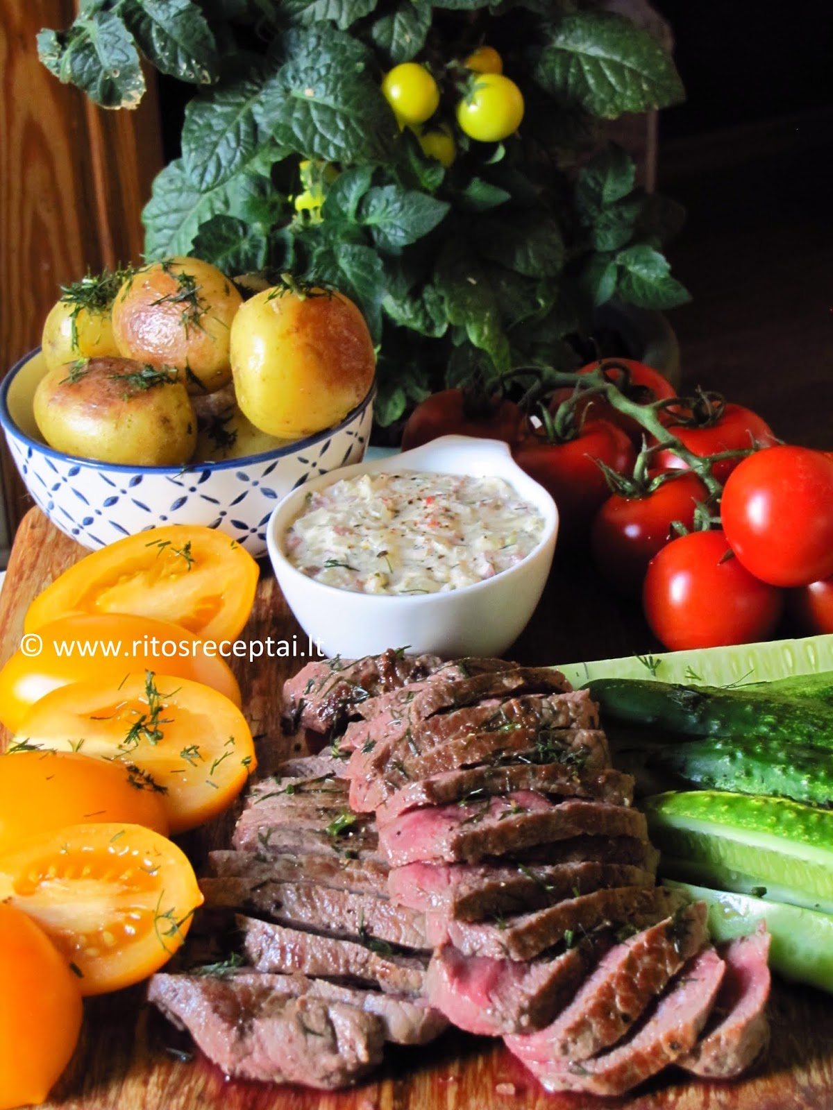 Ritos receptai : Jautienos steikas su Serano padažu.Savaitgalio pietūs.