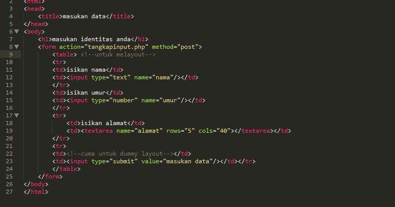 Membuat Form Dengan Input dan Pemrosesan Terpisah di HTML5 dan PHP