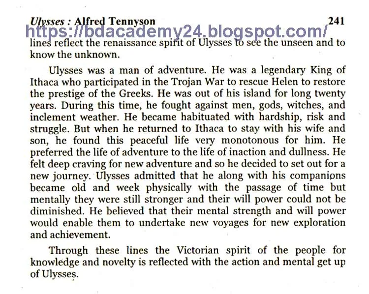 Explanation (Ulysses – Alfred Tennyson) - English Grammar solution