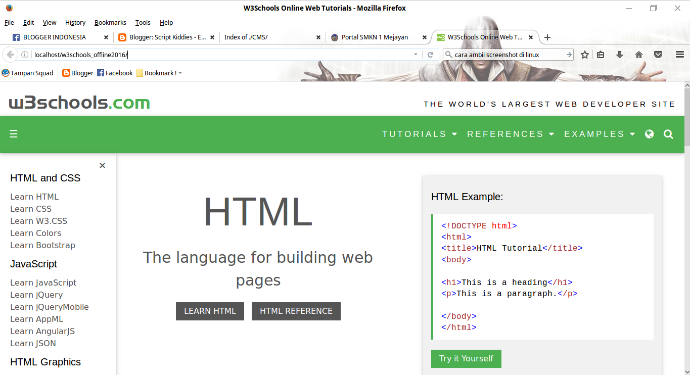 Cara Install W3Schools Offline Di Linux | Script Kiddies - Yogi RPL BLC Telkom Klaten
