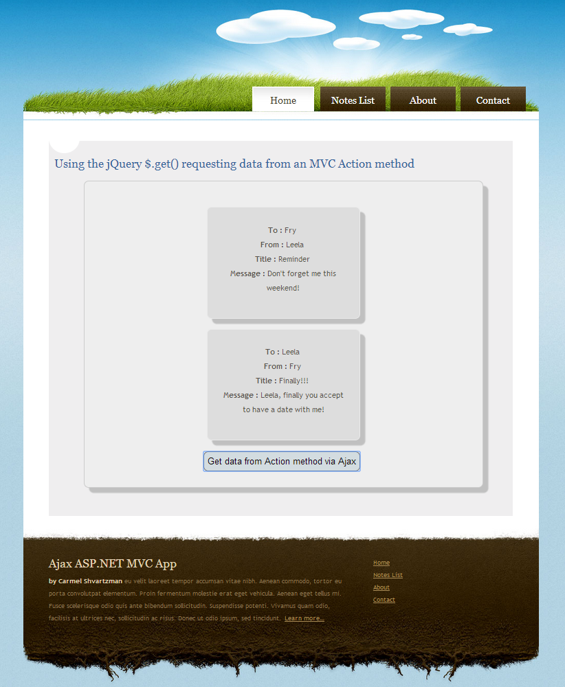The ASP.NET MVC Club: Step by step how to get data via Ajax using jQuery, an Action method and a ...