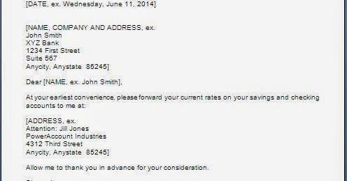 REQUEST LETTER TO BANK FOR INTEREST RATES