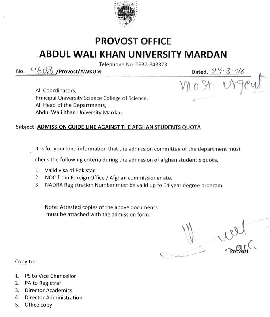Abdul Wali Khan University Mardan: AWKUM BS Admission Guide Line ...