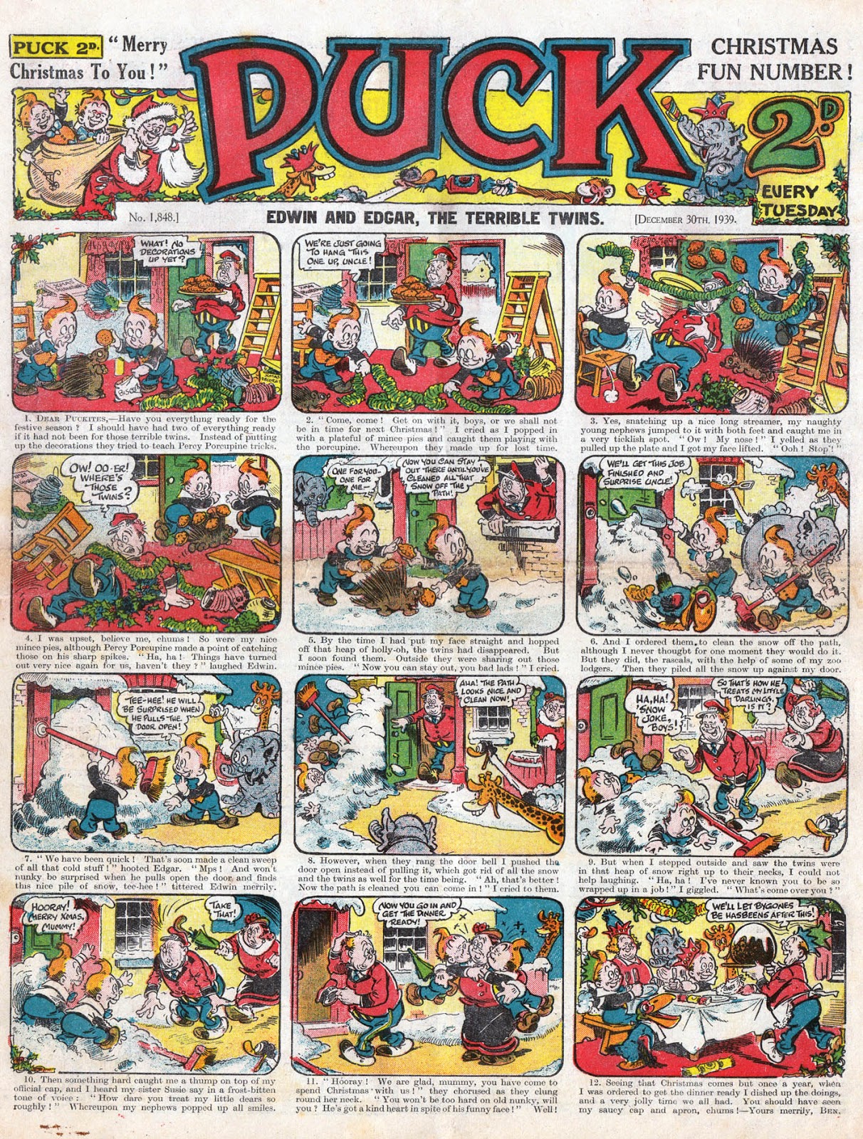 BLIMEY! The Blog of British Comics: The Christmas PUCK (1939)