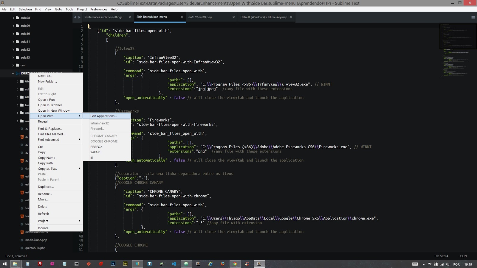 Instalando e configurando o OpenWith do Sublime Text ~ Thiago Lúcio