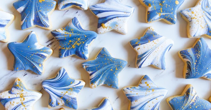 Marbled + Gold-Flecked Star Cookies | Bake at 350°