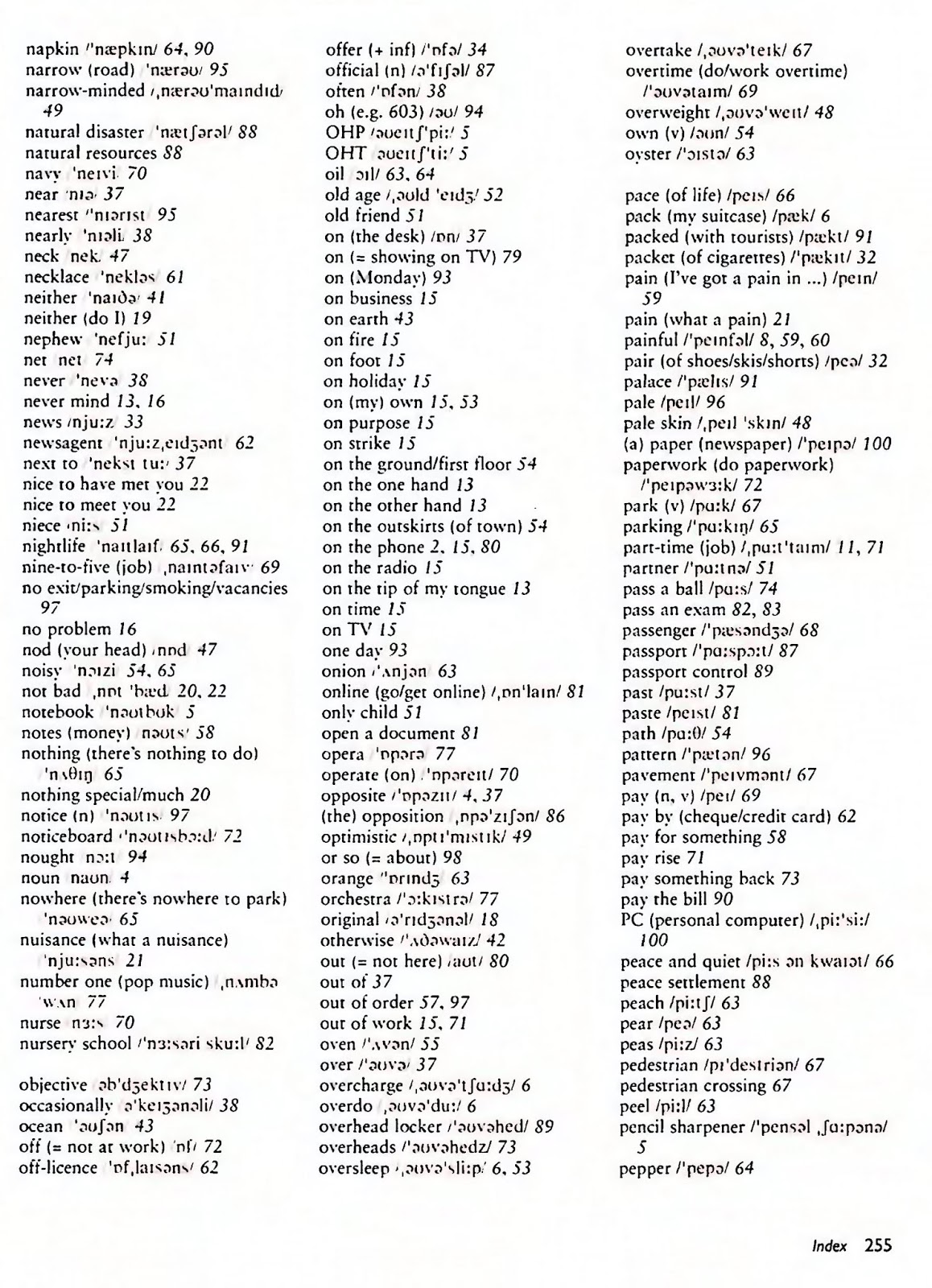 Phonetic, Pronunciation and Index - Vocabulary in Use Pre Inter