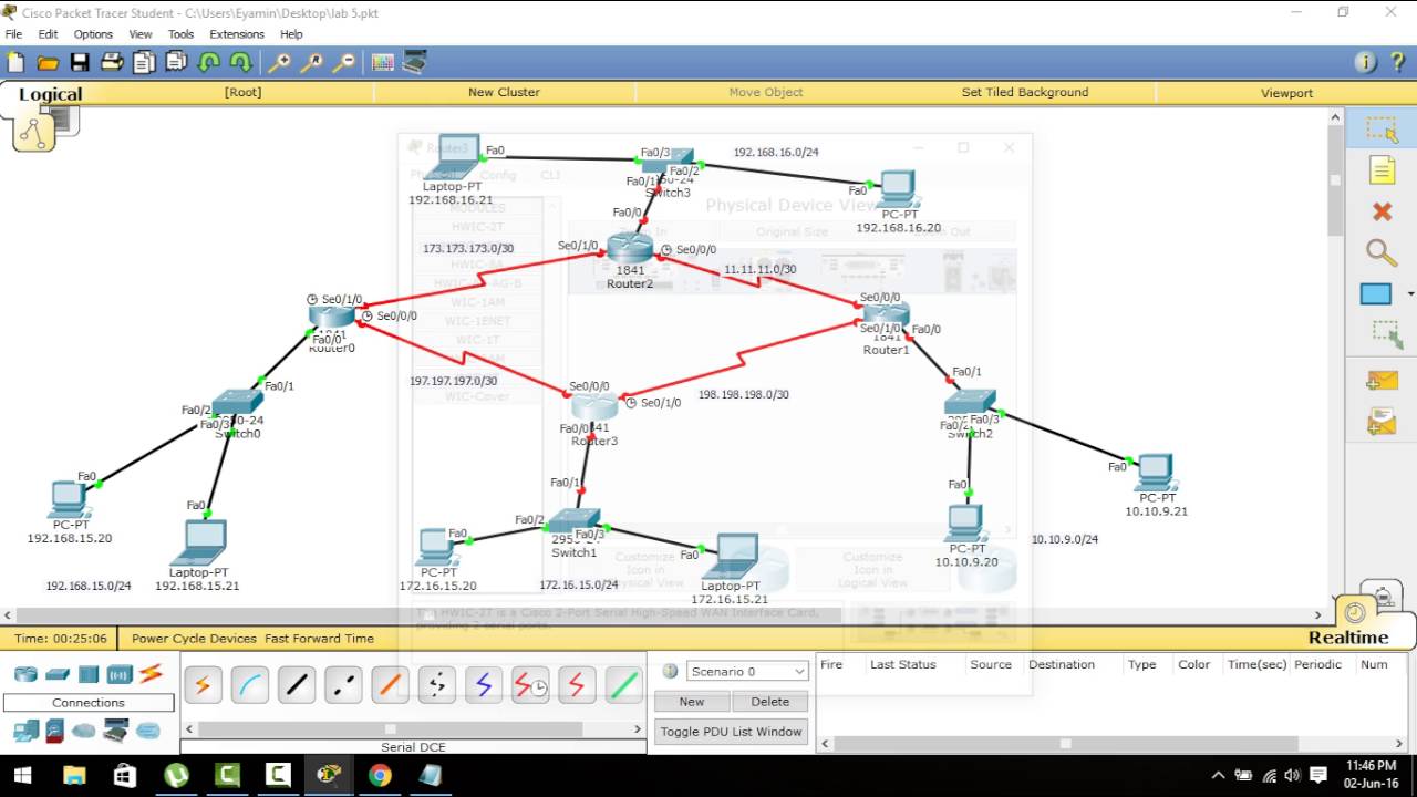 materi-materi VlAN: konsep routing dengan 4 router