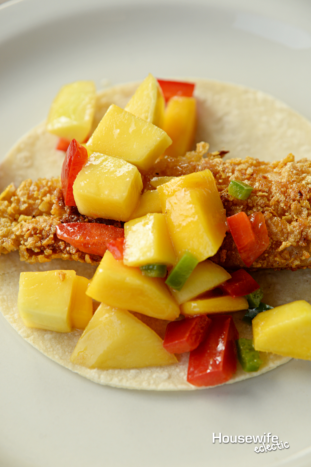 Gluten Free Fish Tacos with Mango Salsa - Housewife Eclectic