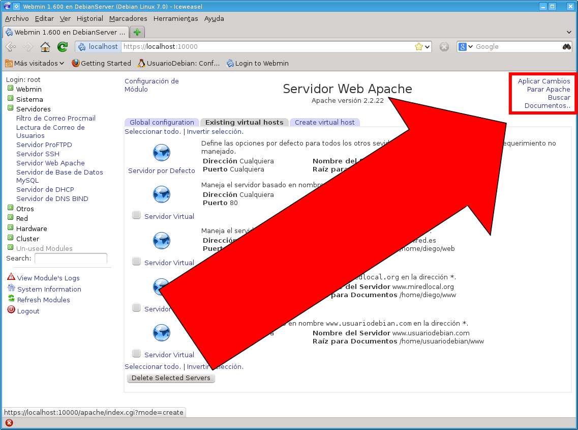 UsuarioDebian: Instalar y configurar el servidor web Apache2