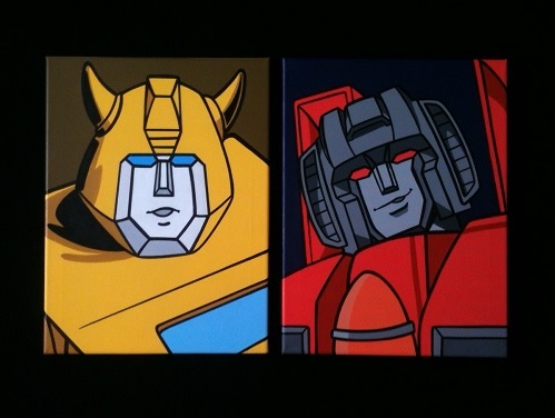 Jdtoonart Cartoon and Comic pop art Paintings: Bumblebee VS Starscream