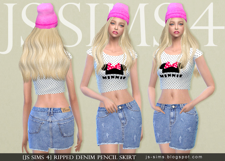 [JS SIMS 4] Ripped Denim Pencil Skirt－JS SIMS｜痞客邦