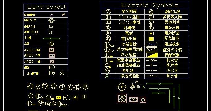 Electrical lighting symbols cad blocks - perbm