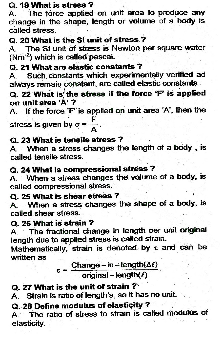 2nd Year Physics Chapter 17 Physics of Solids Short Questions Notes ...