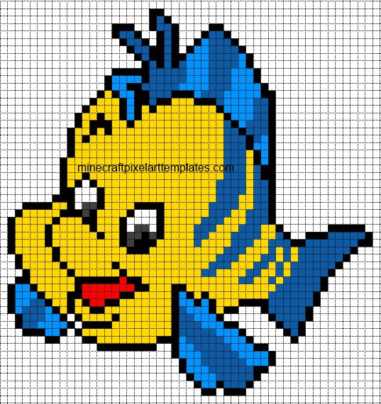 Minecraft Pixel Art Templates: Flounder (The Little Mermaid)