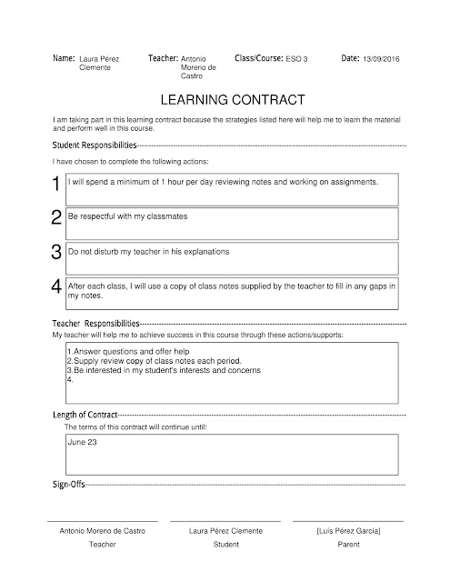 Innovation for teaching: Learning contract