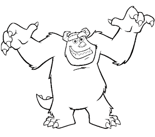 Sully drawing black and white to color ~ Child Coloring