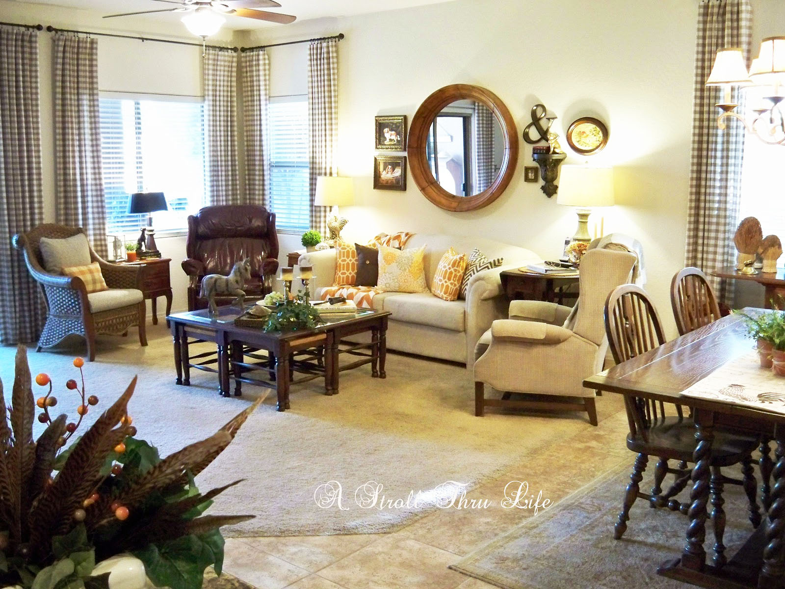 Tangerine For Summer Color In The Family Room - A Stroll Thru Life