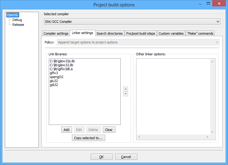 //forward : OpenGL with Codeblocks + MinGW + GLEW + GLFW3