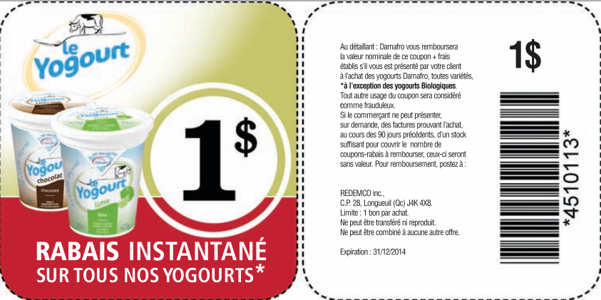 Coupons rabais pour fromages et yogourt Damafro | Coupons au Québec