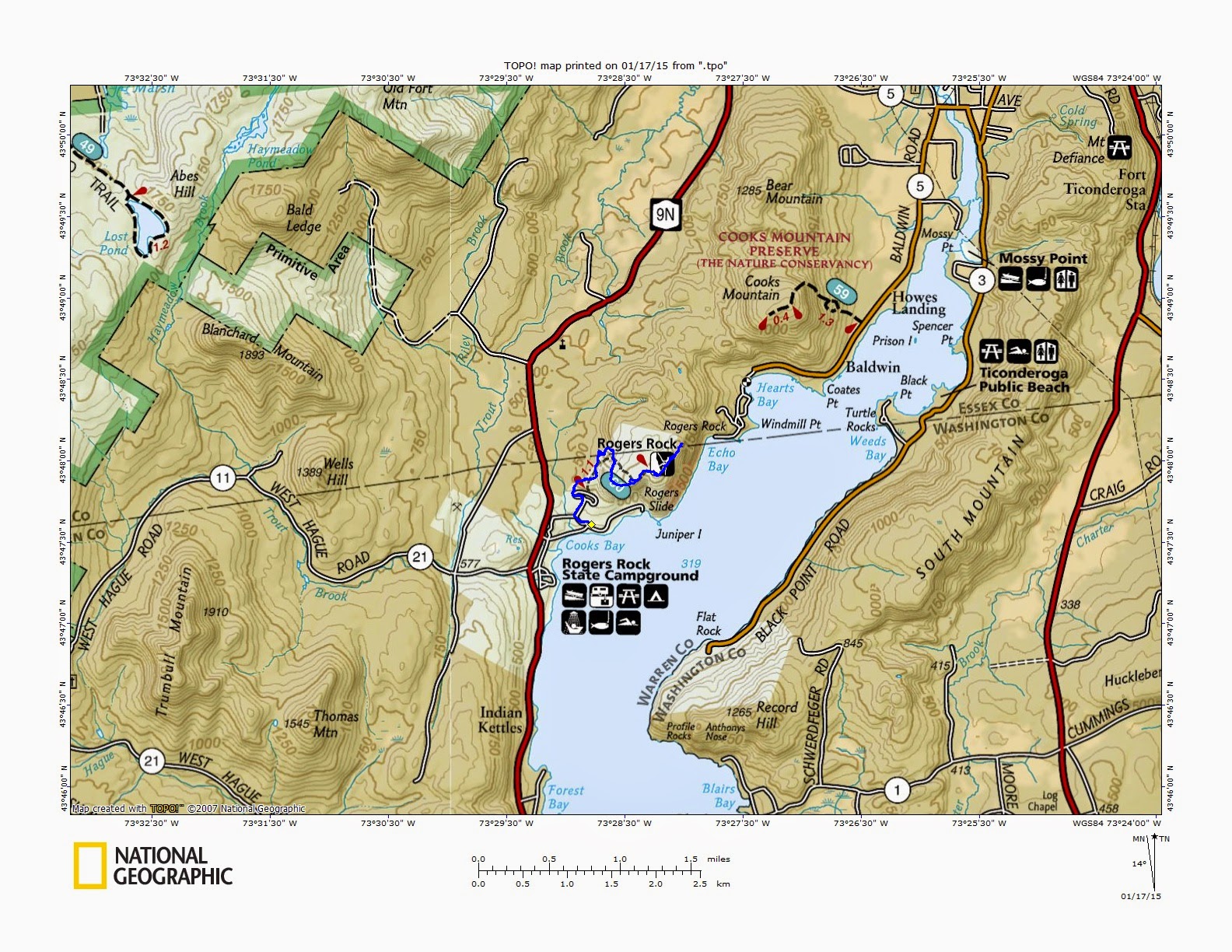 Off on Adventure: Rogers Rock - Lake George Wild Forest - 1/17/15