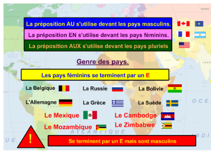 Blog de Français: Les prépositions de lieu devant les pays et les villes