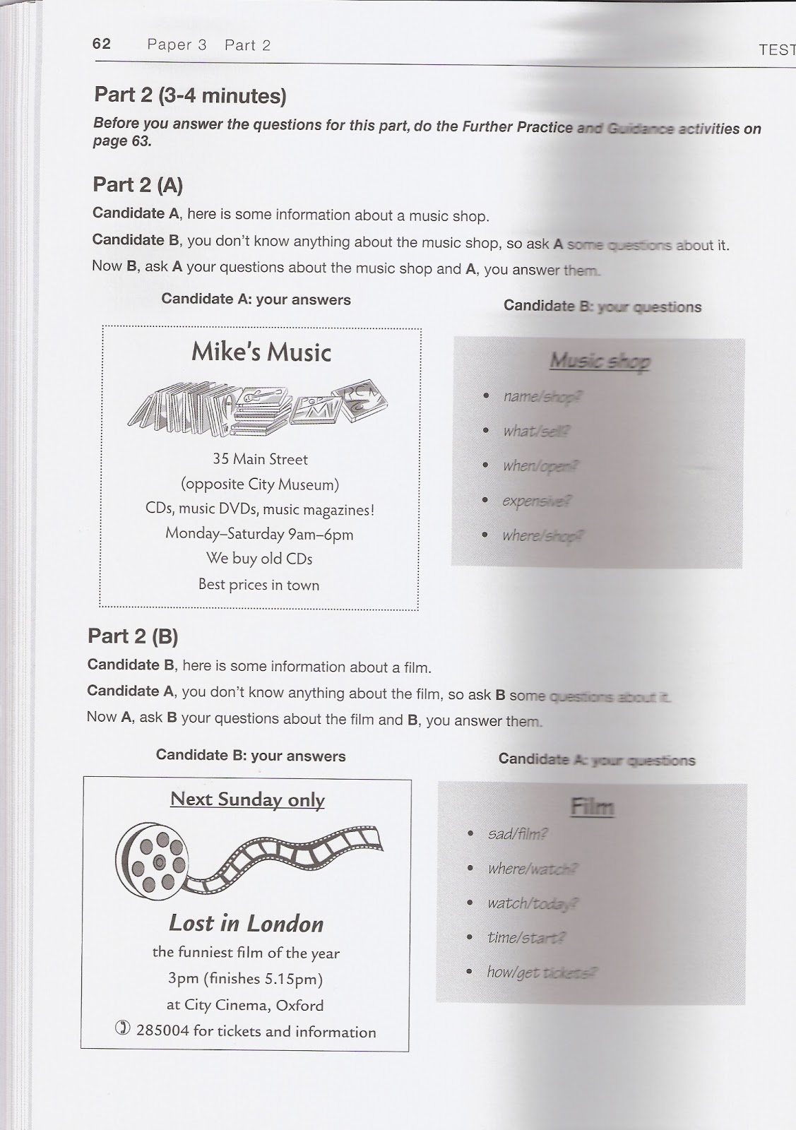 Exámenes de Cambridge : Listening & Speaking Test 2 (KET)