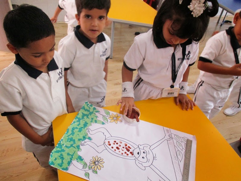 On the top of the World...: Finger Dabbing Activity at WIS, Udaipur