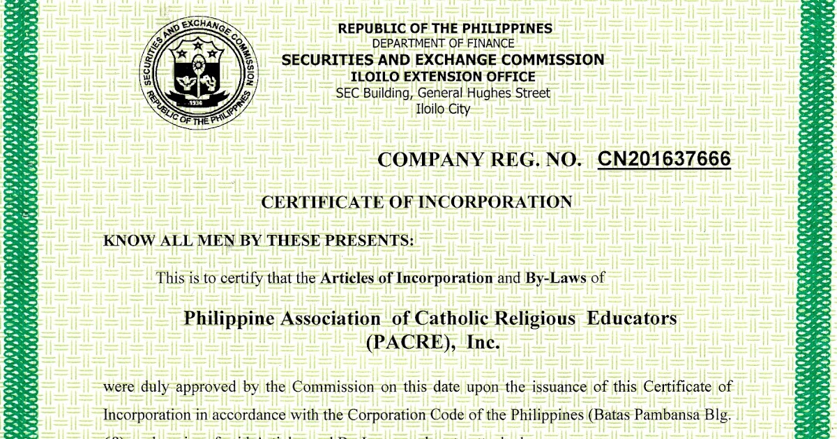 Philippine Association of Catholic Religious Educators, Inc.: SEC ...