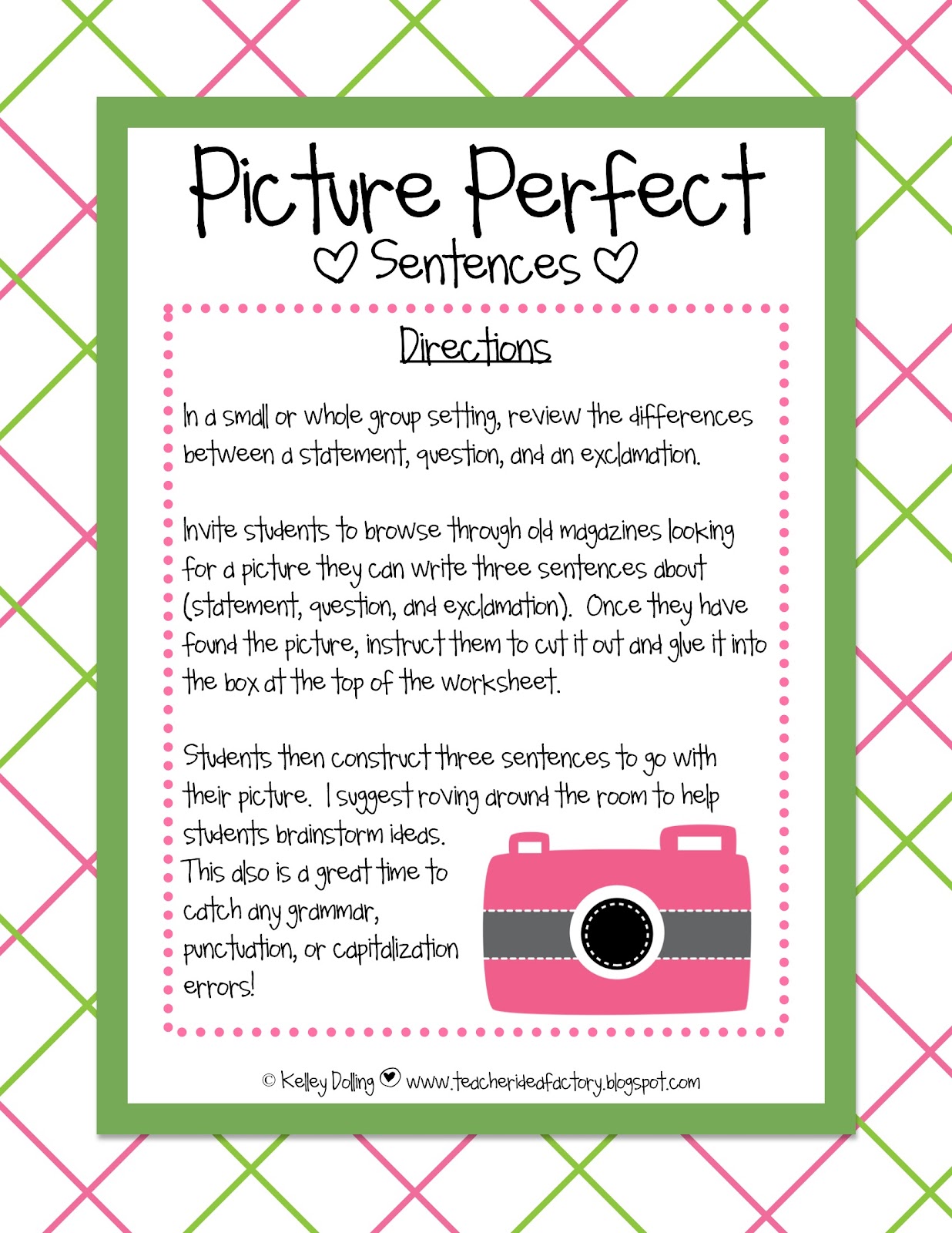 PICTURE PERFECT FREEBIE - Teacher Idea Factory