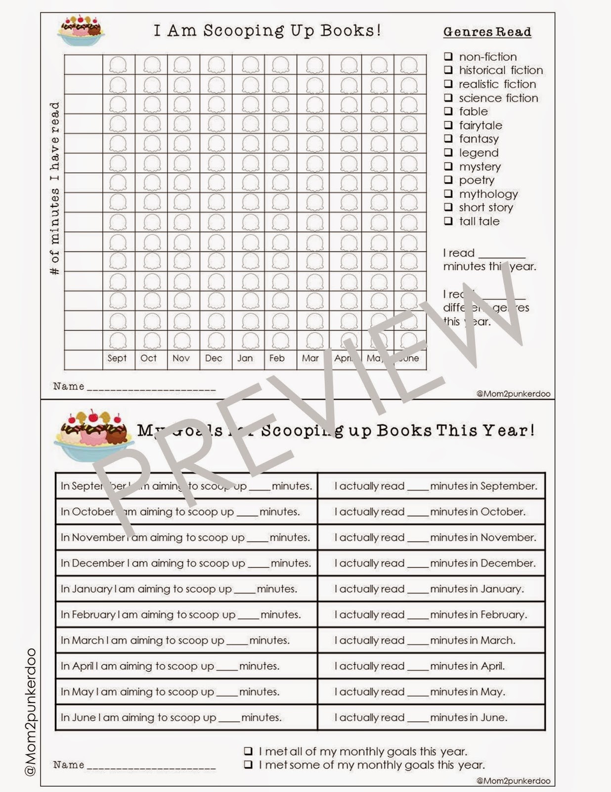 Mom2Punkerdoo: Scooping Up Books: Reading Logs & Goal Setting