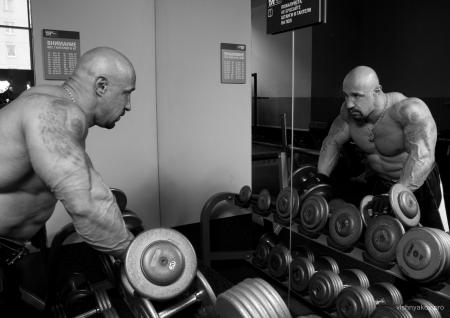 Russian moustached muscle Sergey Karandashov