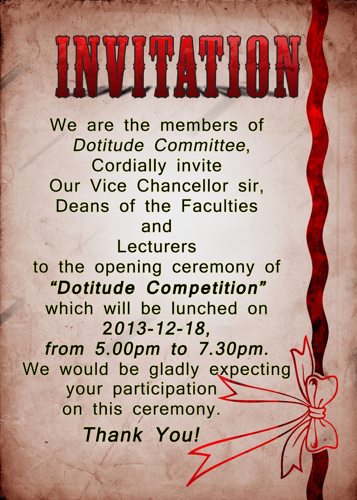 My Designs: Invitation Design for "Dotitude" Competition Launching Ceremony