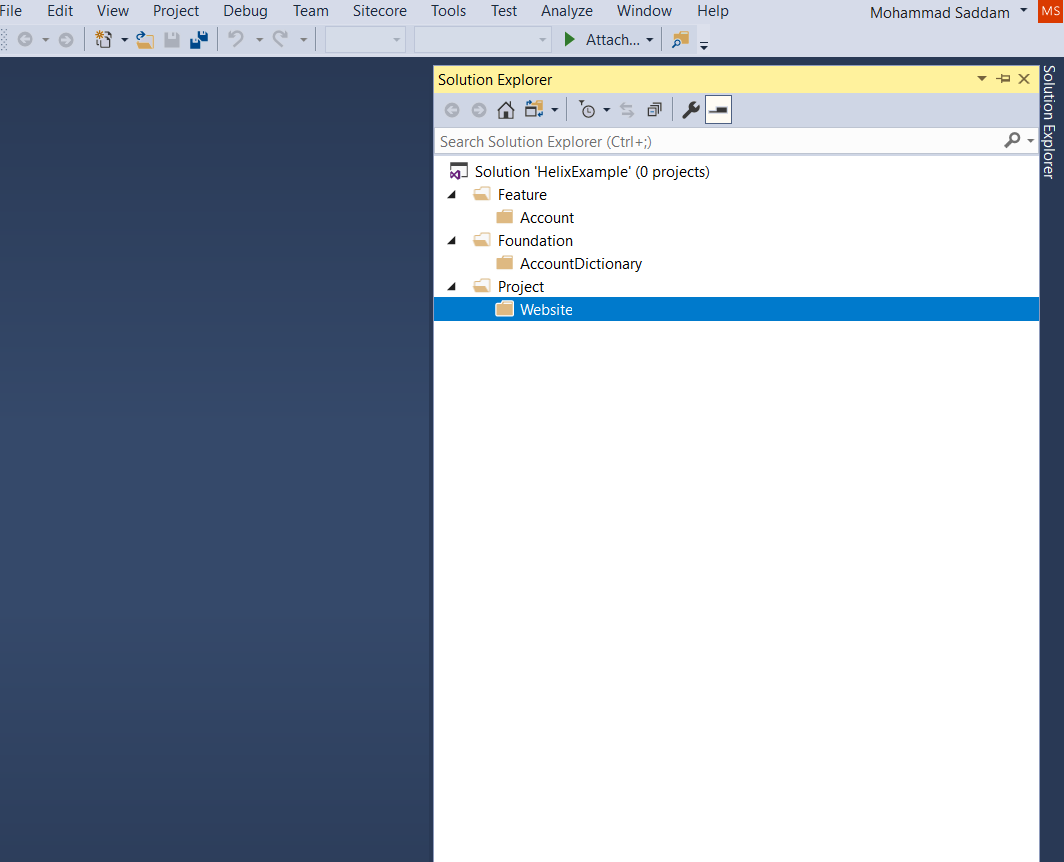 Setup First Sitecore Helix Example From Scratch Blank Solution