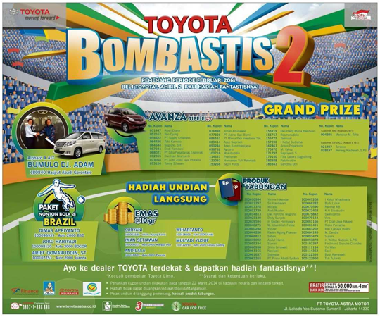 Jual Mobil Bekas, Second, Murah: Hasil Undian Pemenang Toyota Bombastis ...